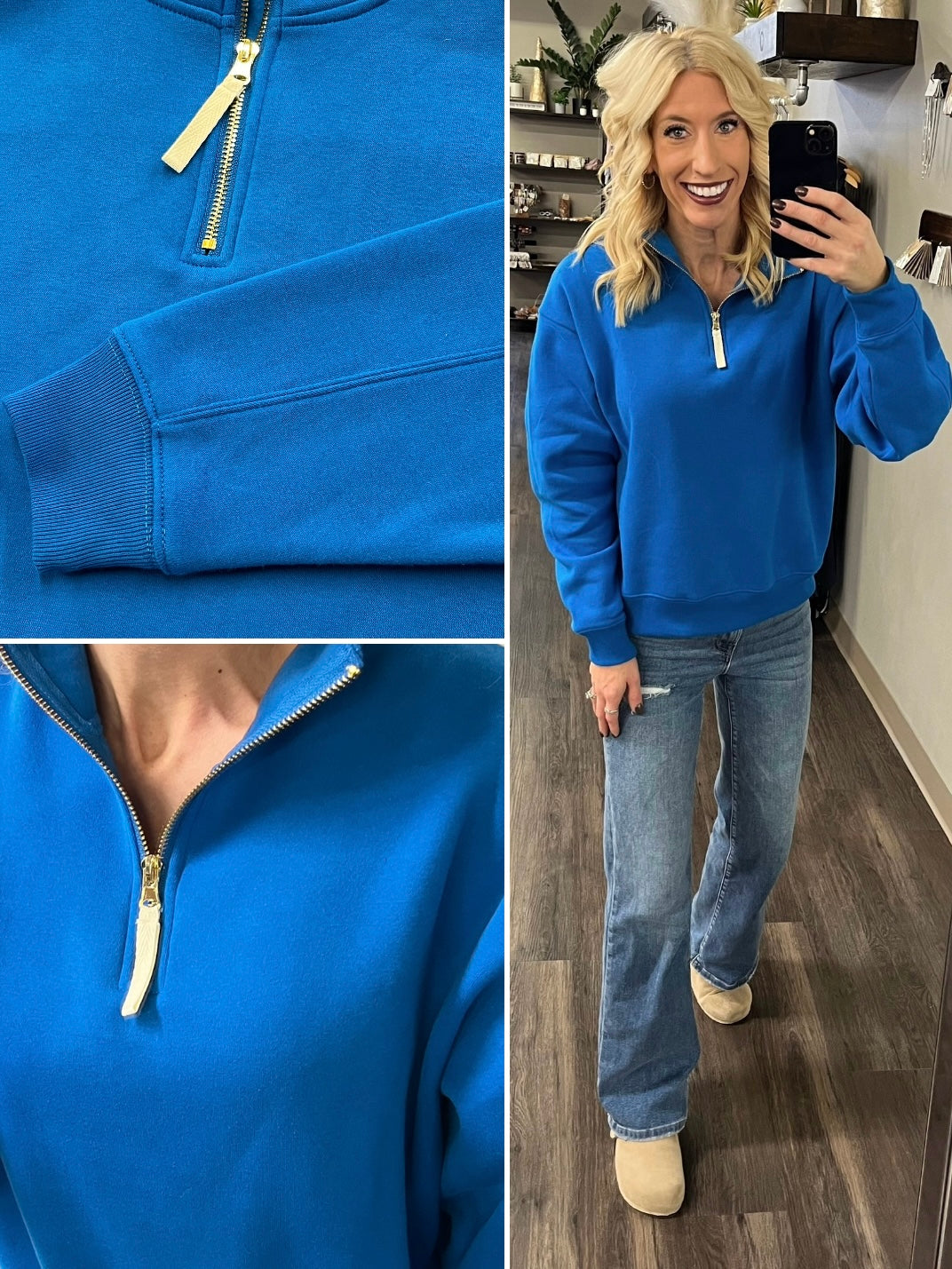 Sam Gold Accent Quarter Zip - Ocean Blue – Katy Lynn Boutique