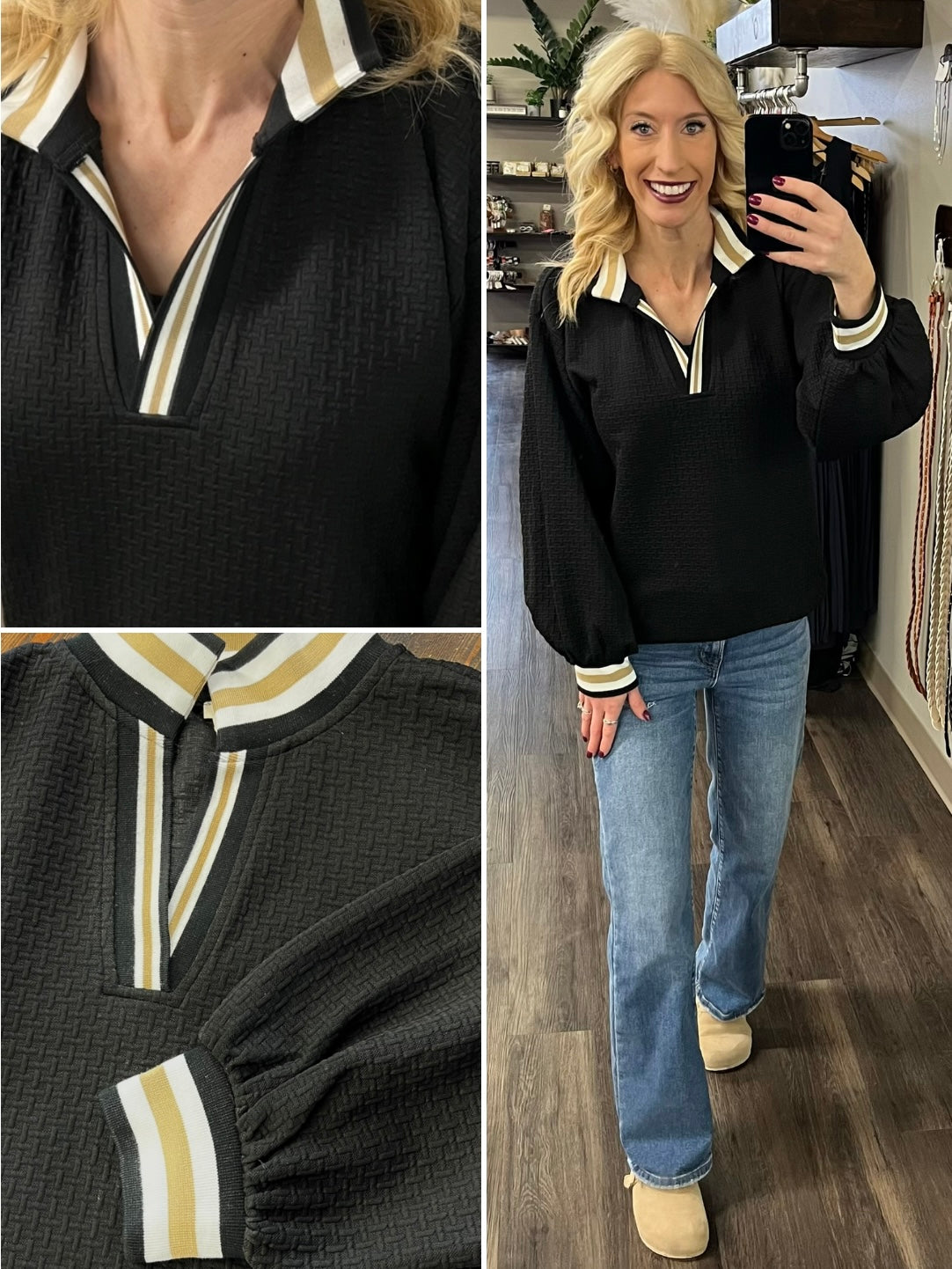 Christina Accent Collar Top – Katy Lynn Boutique