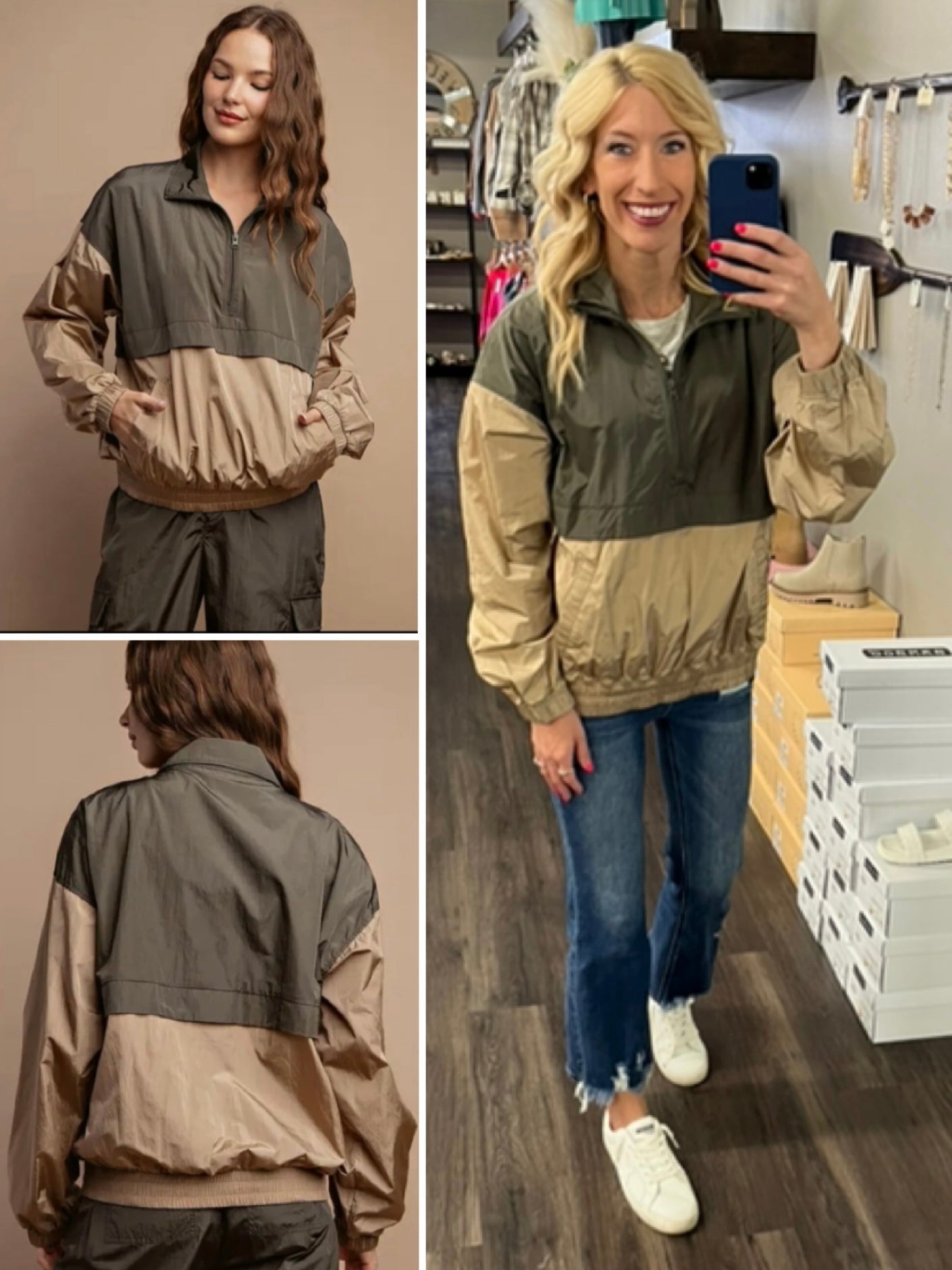 Maddie Color Block Windbreaker - Sage – Katy Lynn Boutique