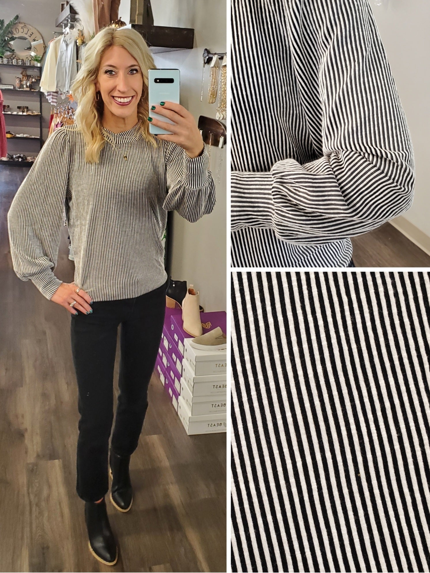 Mallory Puff Sleeve Top - Black – Katy Lynn Boutique