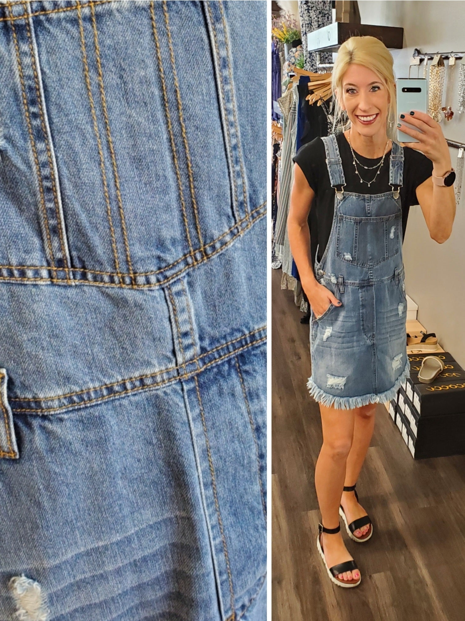 Tracee Distressed Denim Overall Dress – Katy Lynn Boutique