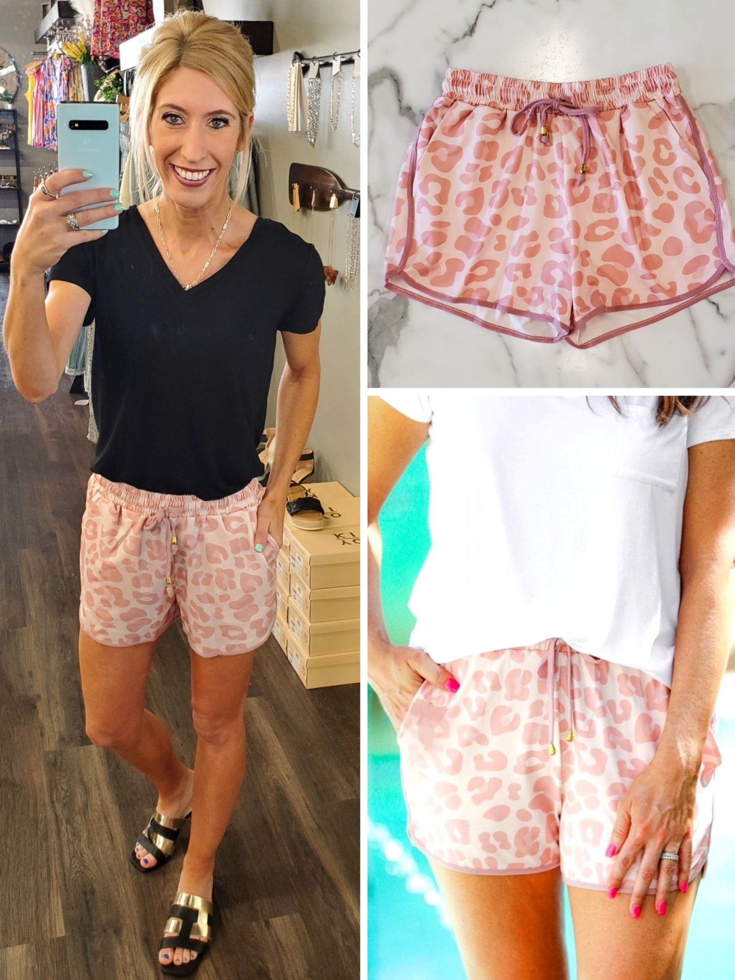Erin Everywhere Shorts - Blush Leopard – Katy Lynn Boutique